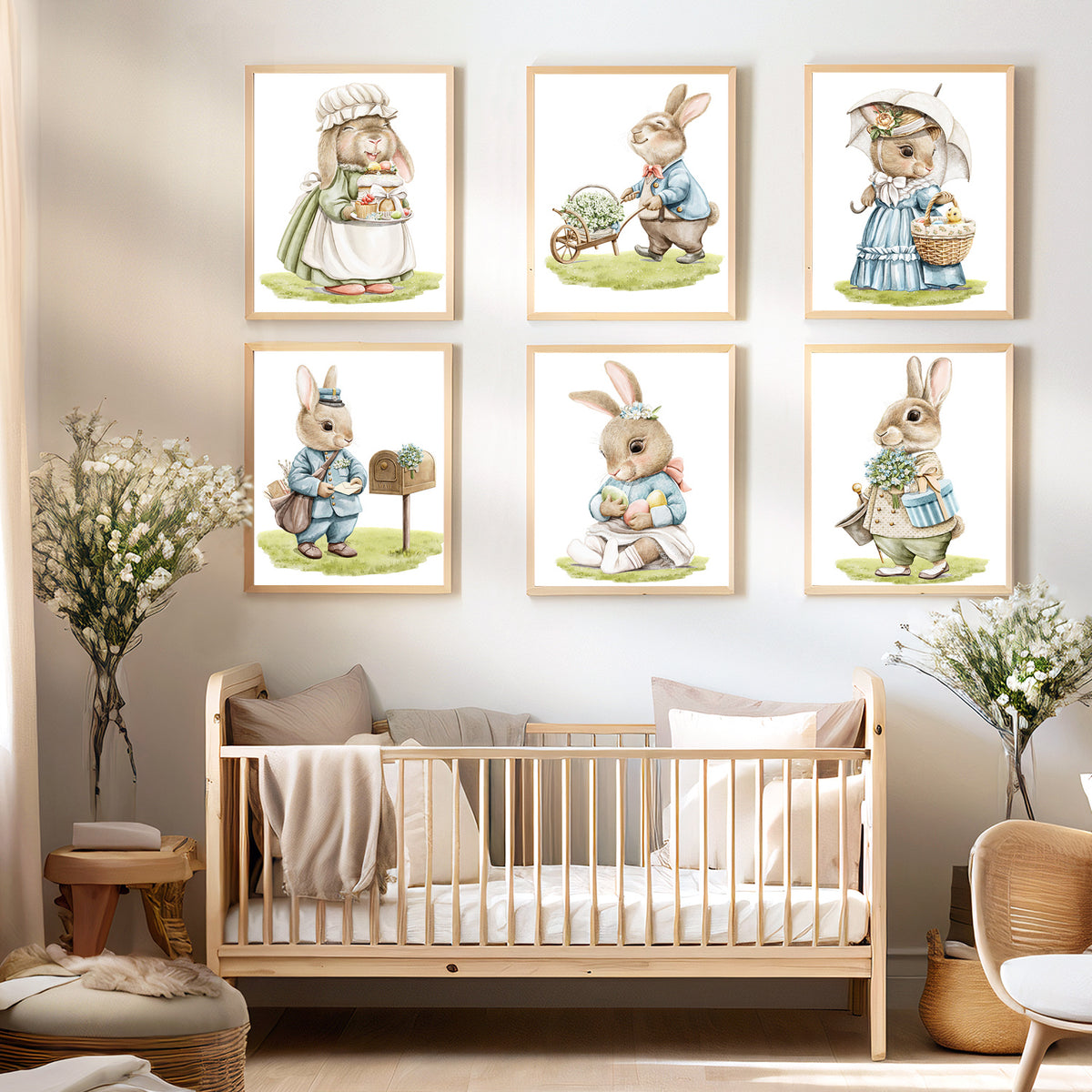 Rabbit Family Springtime Nursery Print Set - NLGSet07