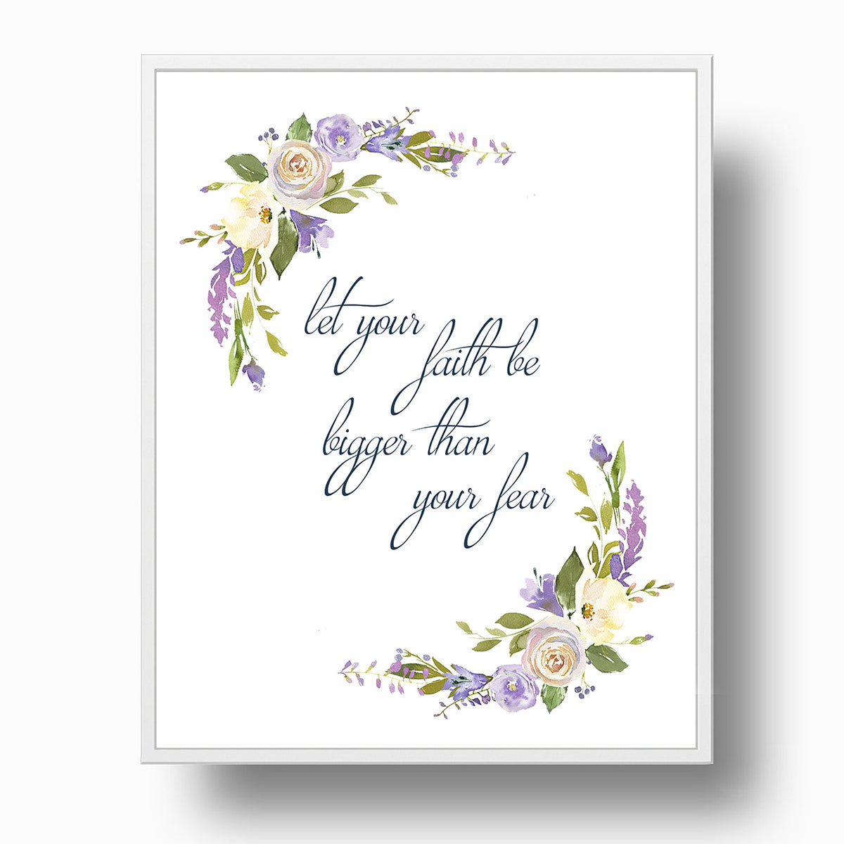 Bible Verse 'Faith Bigger...' Quote, Lavender Crème Rose Nursery Print