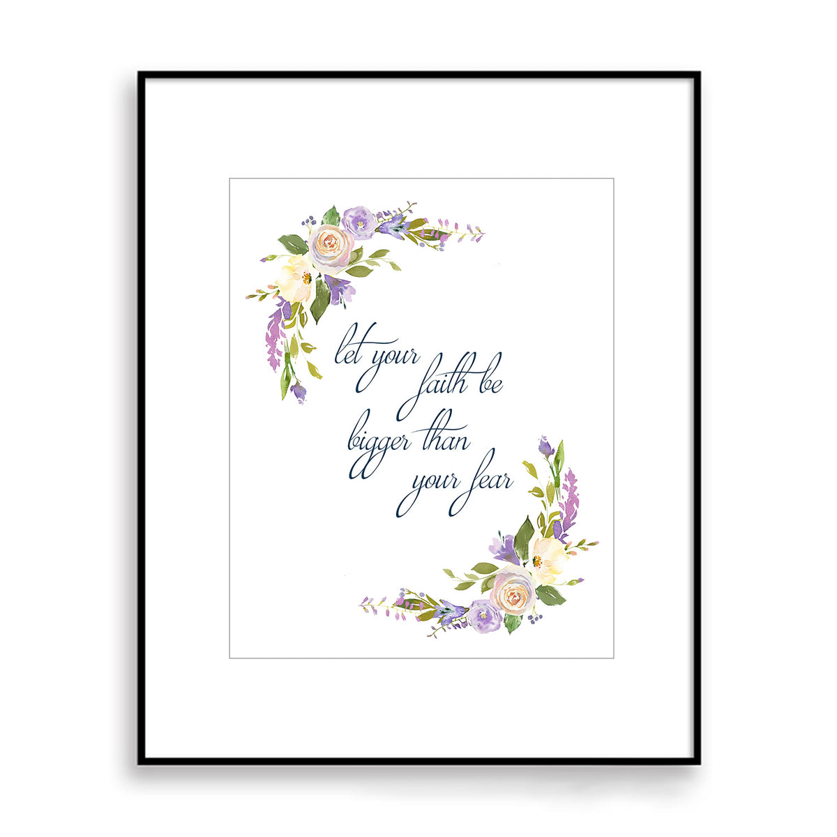 Bible Verse 'Faith Bigger...' Quote, Lavender Crème Rose Nursery Print